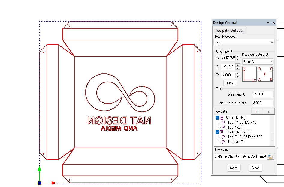Ucancam สั่งเซาะร่อง + ตัด อลูมิเนียมคอมโพสิต